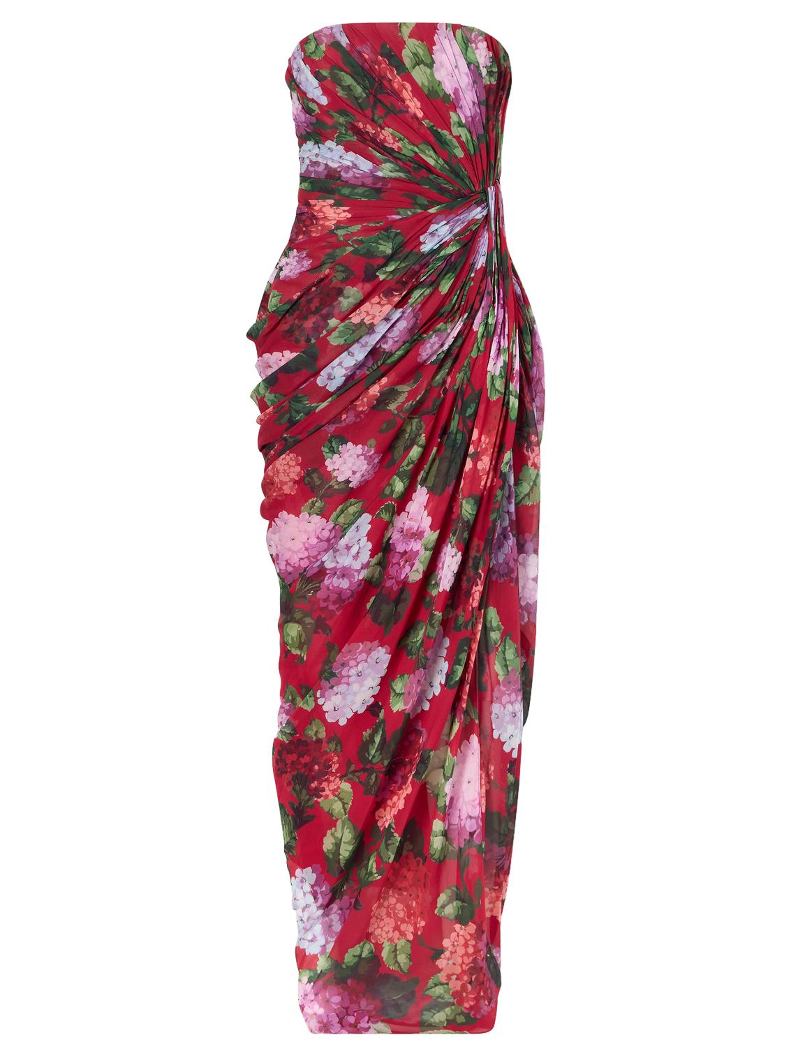 CAROLINA HERRERA Carolina Herrera Floral-Print Gathered Silk-Chiffon Gown