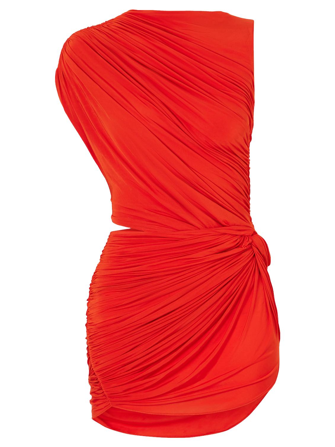 ALEX PERRY Alex Perry Asymmetrical Gathered Cut-Out Jersey Mini Dress