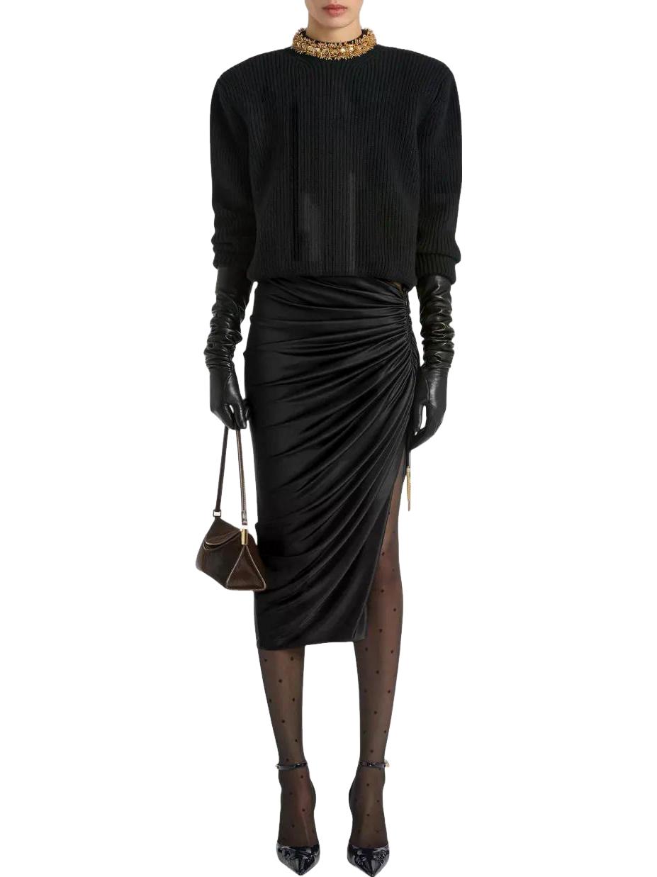 BALMAIN Balmain Flowing Jersey Midi Skirt with Slit