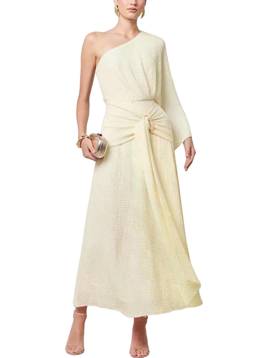 SAVEL SÁVEL Ellie One-Shoulder Knotted Waist Midi Dress