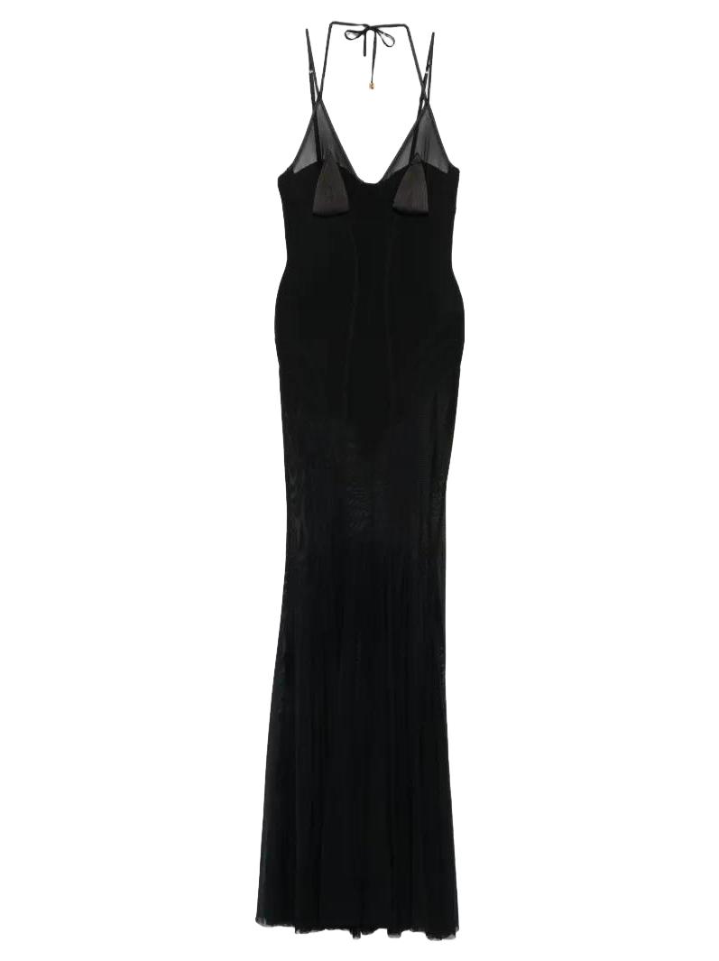 ELISABETTA FRANCHI Elisabetta Franchi Sheer-Panelled Pleated Maxi Dress