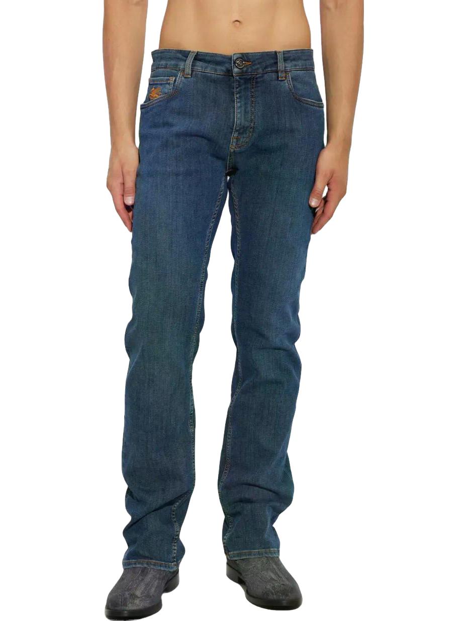 ETRO Embroidered Logo Straight-Leg Jeans