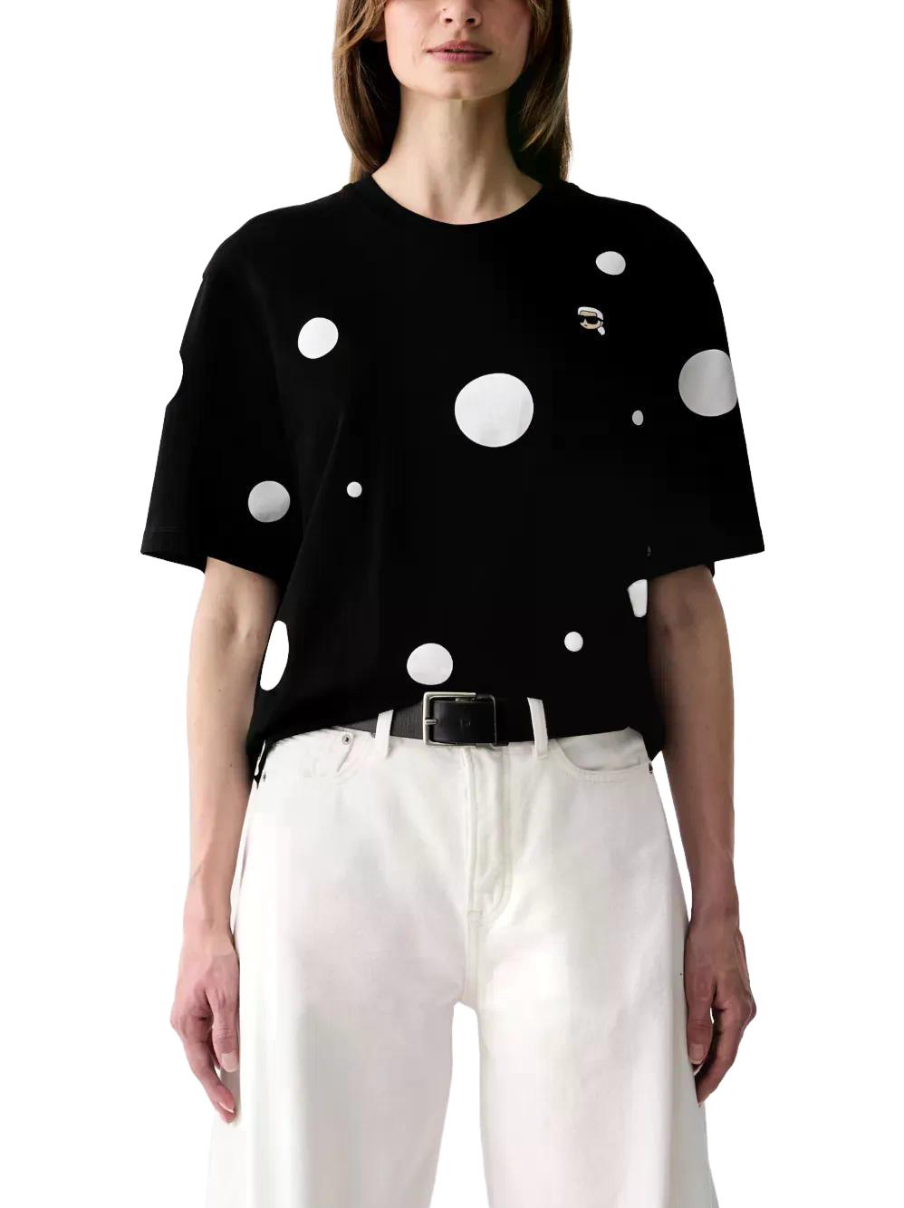 KARL LAGERFELD Karl Lagerfeld Polka-Dot Logo Patch T-Shirt