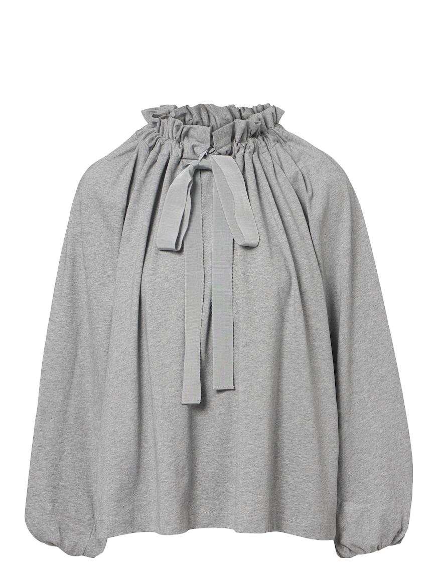 PATOU Patou Bow Detail Gathered Cotton Jersey Top