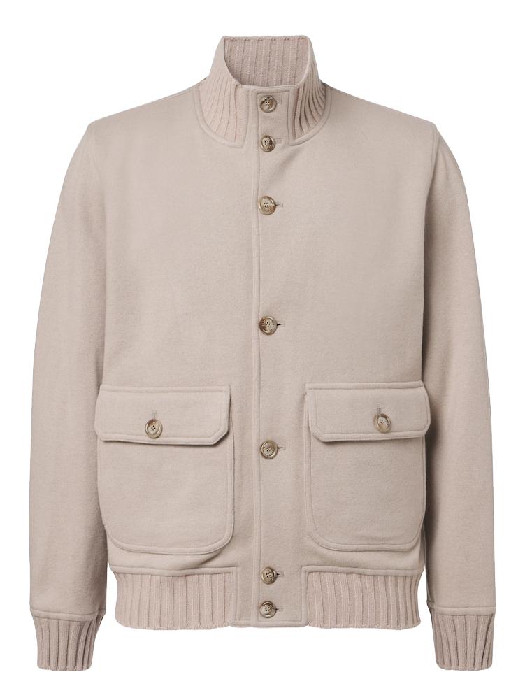 FEDELI Cashmere Bomber Jacket with Leather Details