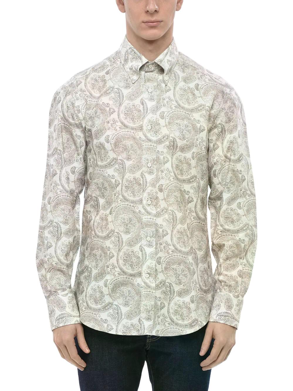 BRUNELLO CUCINELLI paisley-print button-down cotton shirt