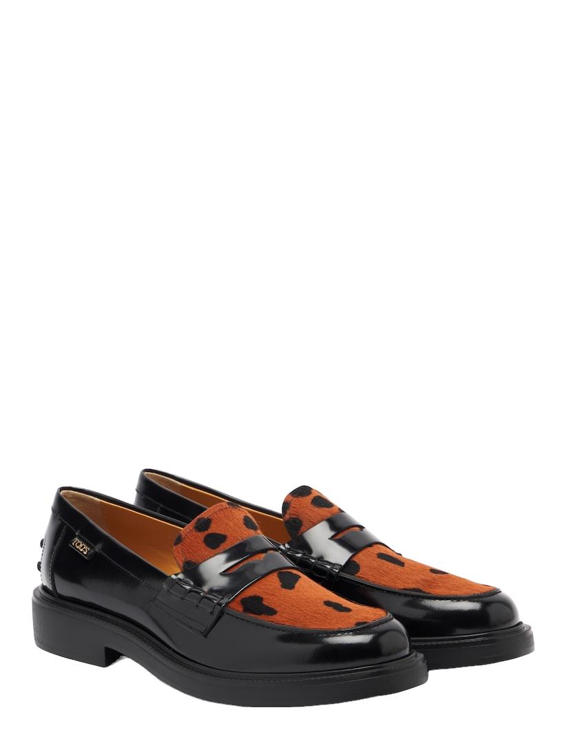 TOD'S Tod's Leather Leopard-Print Penny Loafers