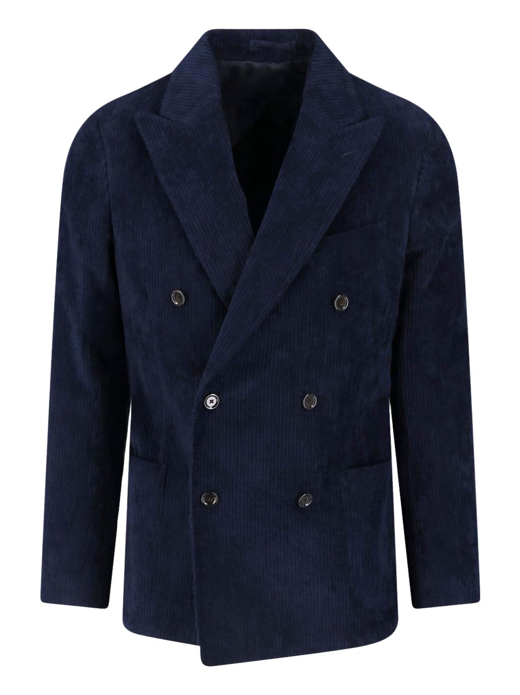 LARDINI Lardini Blue Cotton Double-Breasted Blazer