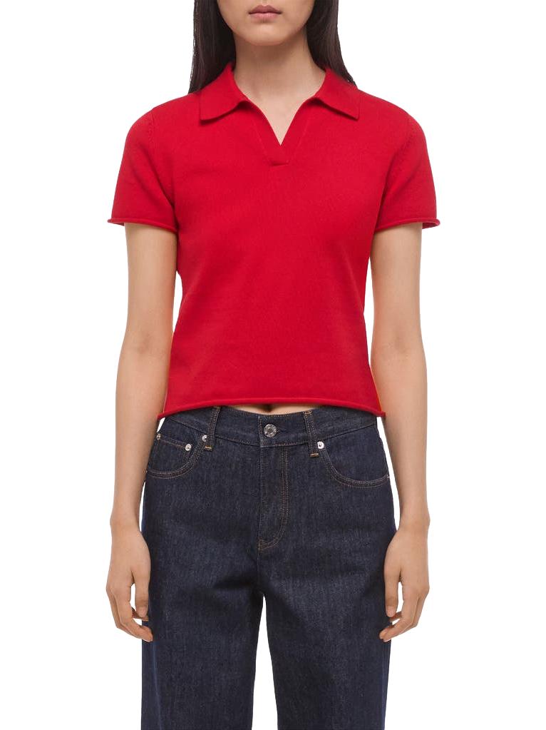 HELMUT LANG Helmut Lang Shrunken Knit Johnny Collar Polo