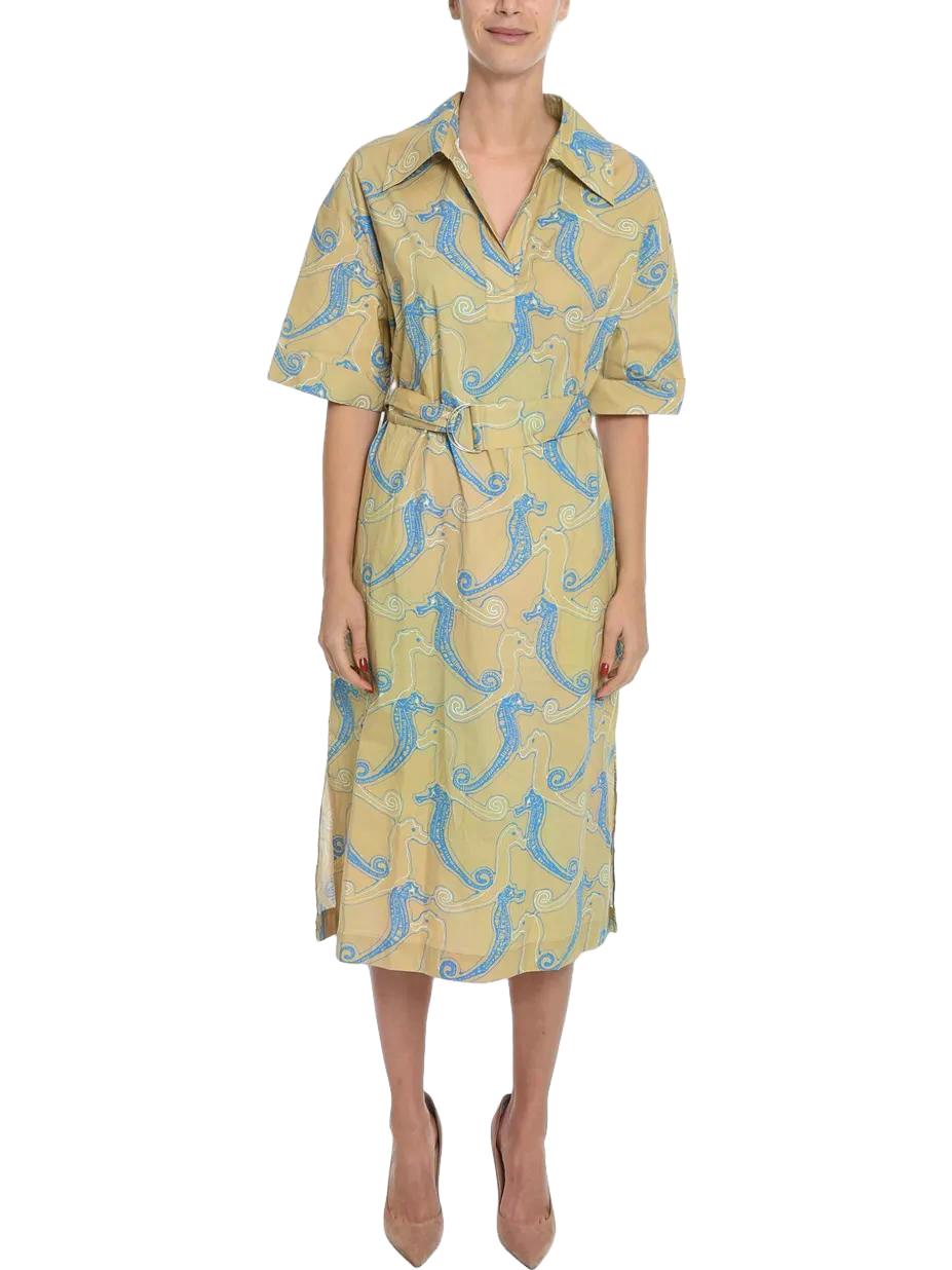 SAMSOE SAMSOE Malena Seahorse-Print Midi Shirt Dress