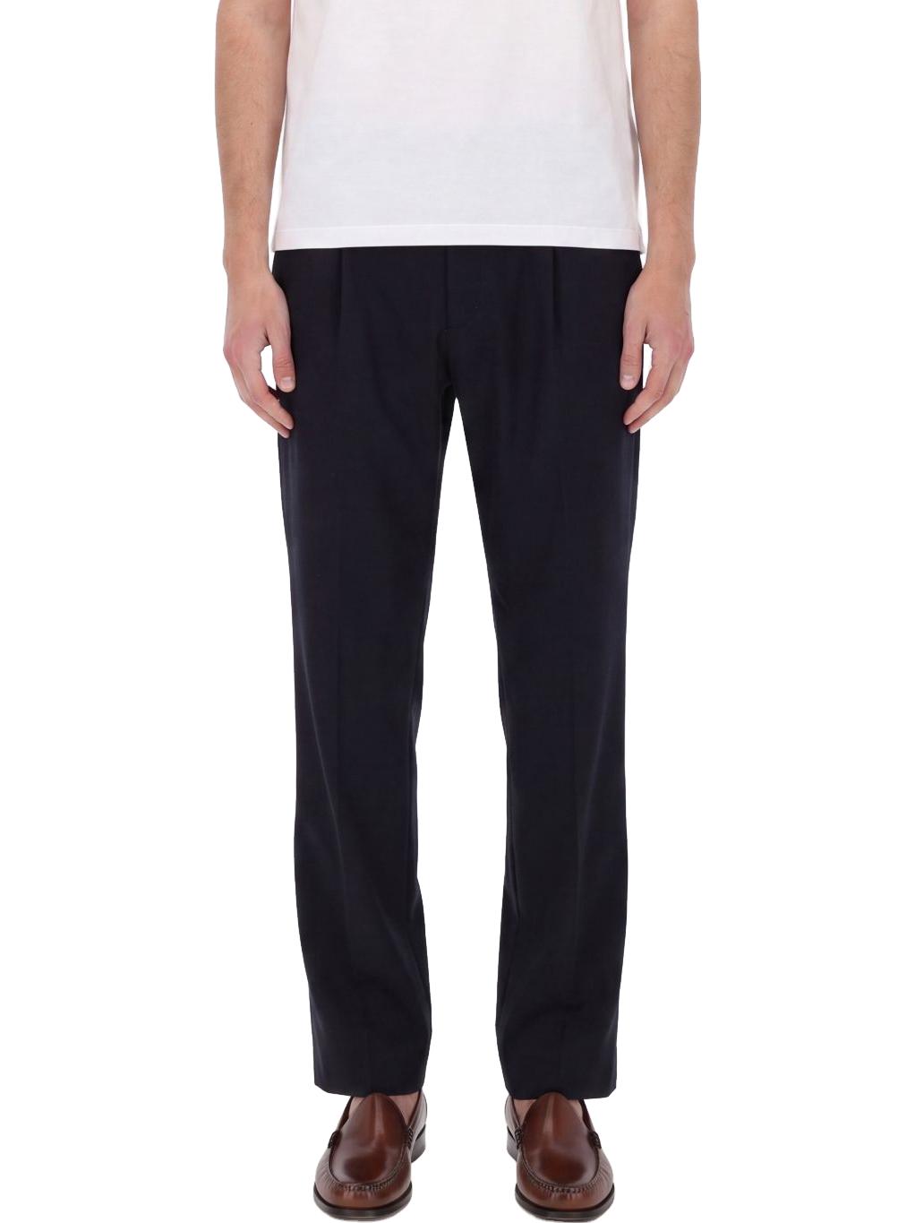 HERNO Herno Slim Fit Pleated Wool Blend Trousers with Welt Pockets