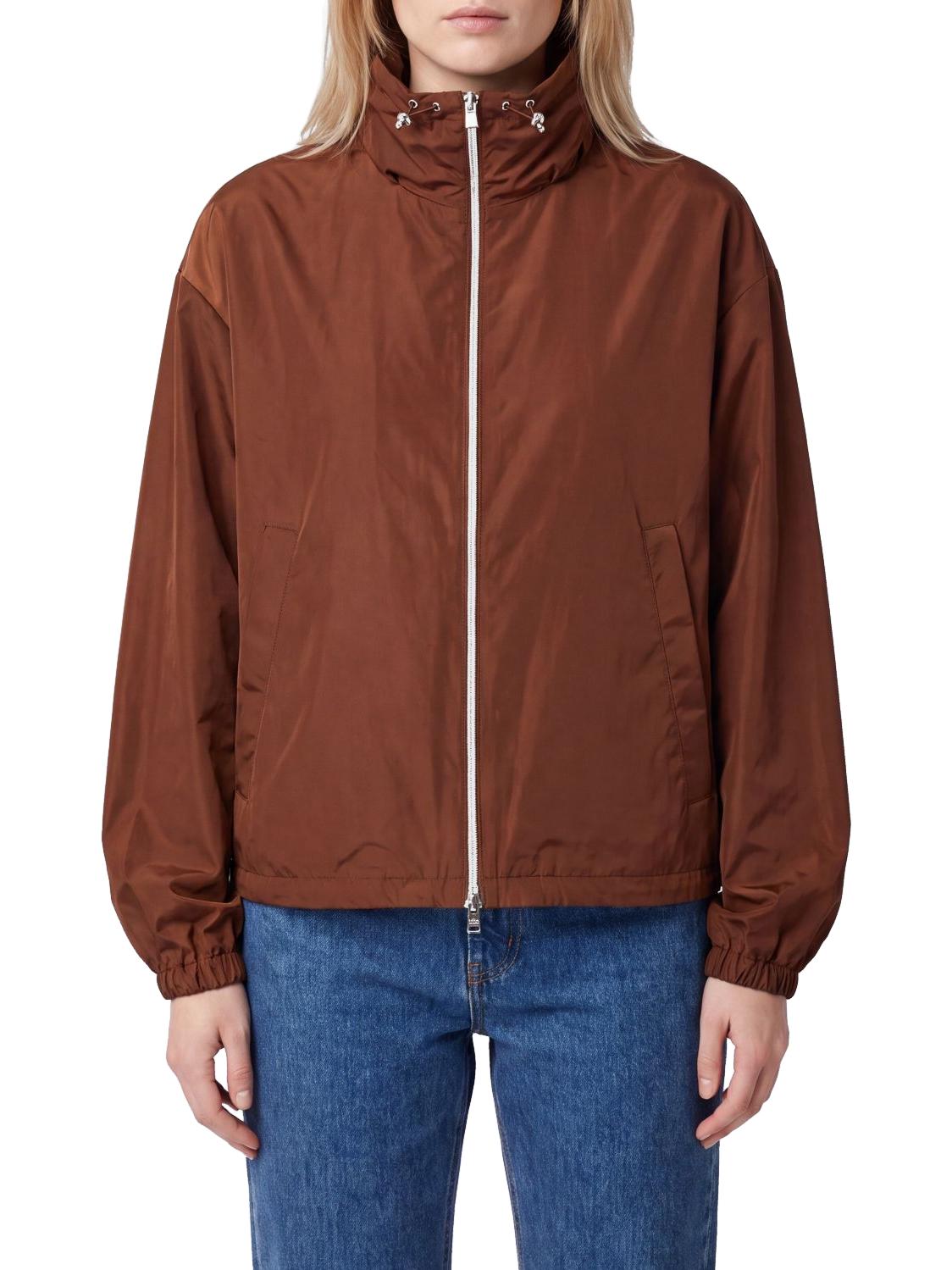 HERNO Herno Short Water-Repellent Taffeta Windbreaker Jacket with Hood and High Neck