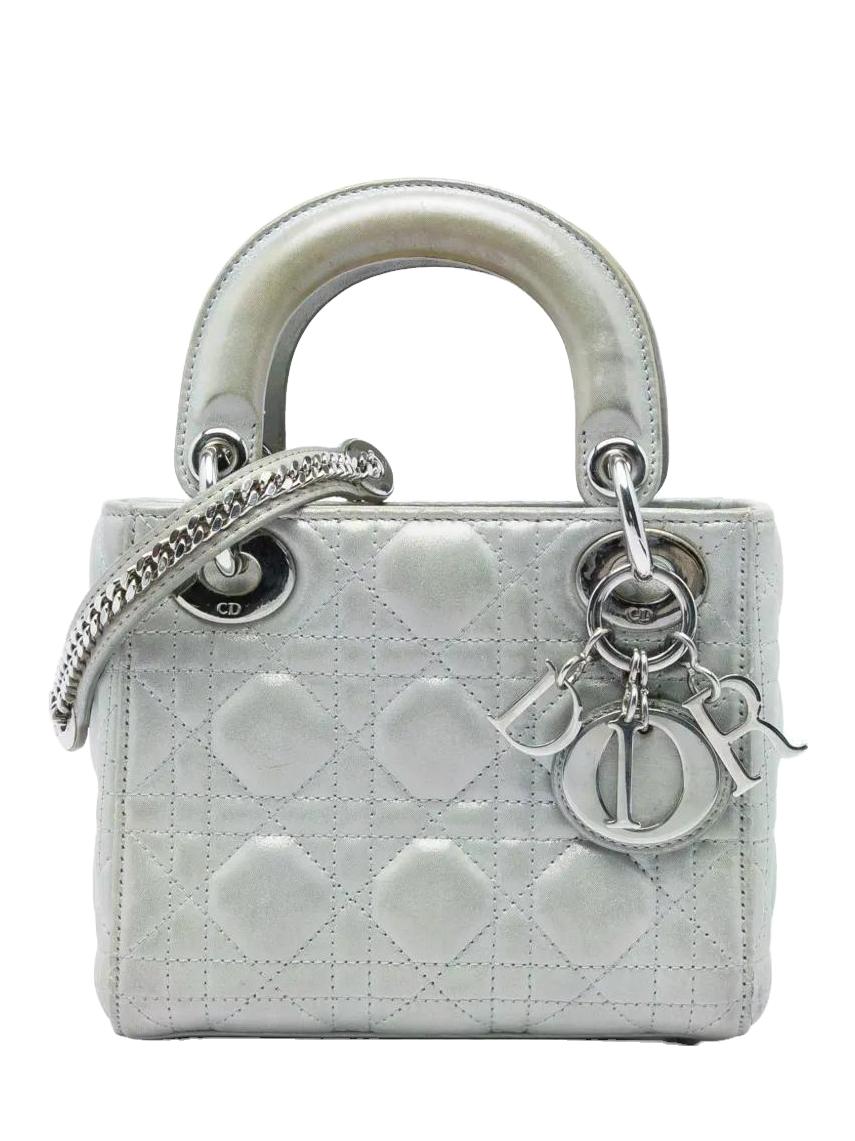 DIOR Christian Dior Iridescent Lambskin Cannage Lady Dior Satchel