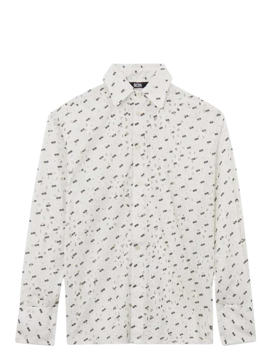 GCDS GCDS White Floral Embroidered Shirt