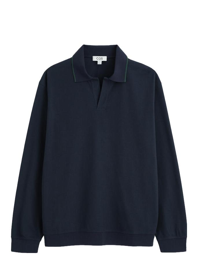 COS contrast-tipped cotton-pique polo shirt