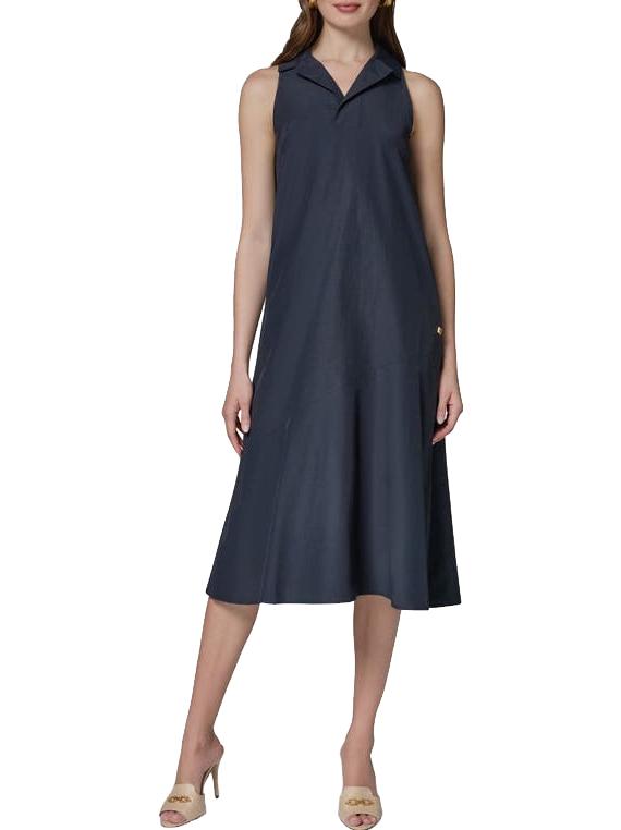 DONNA KARAN WEEKEND DONNA KARAN WEEKEND Crushed Cotton Blend Midi Dress