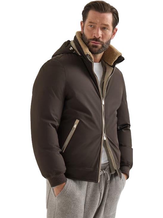 BRUNELLO CUCINELLI Brunello Cucinelli Stretch Bonded Nylon Down Jacket with Detachable Hood