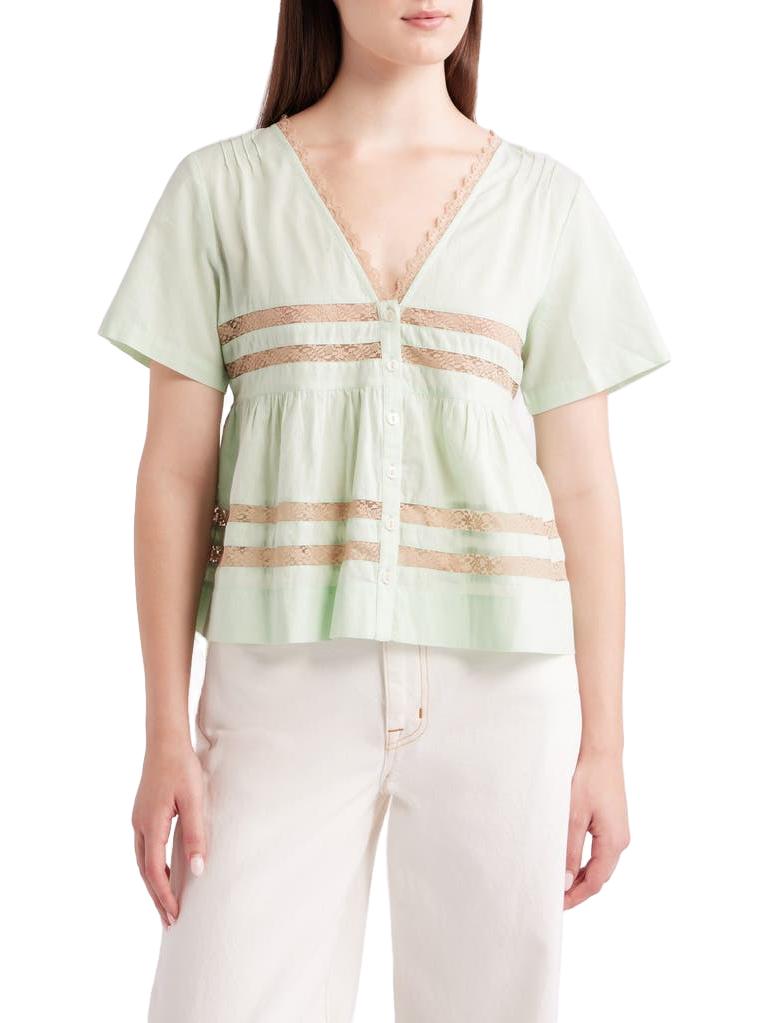 DAMSON MADDER Damson Madder Tilda Lace Organic Cotton Peplum Top