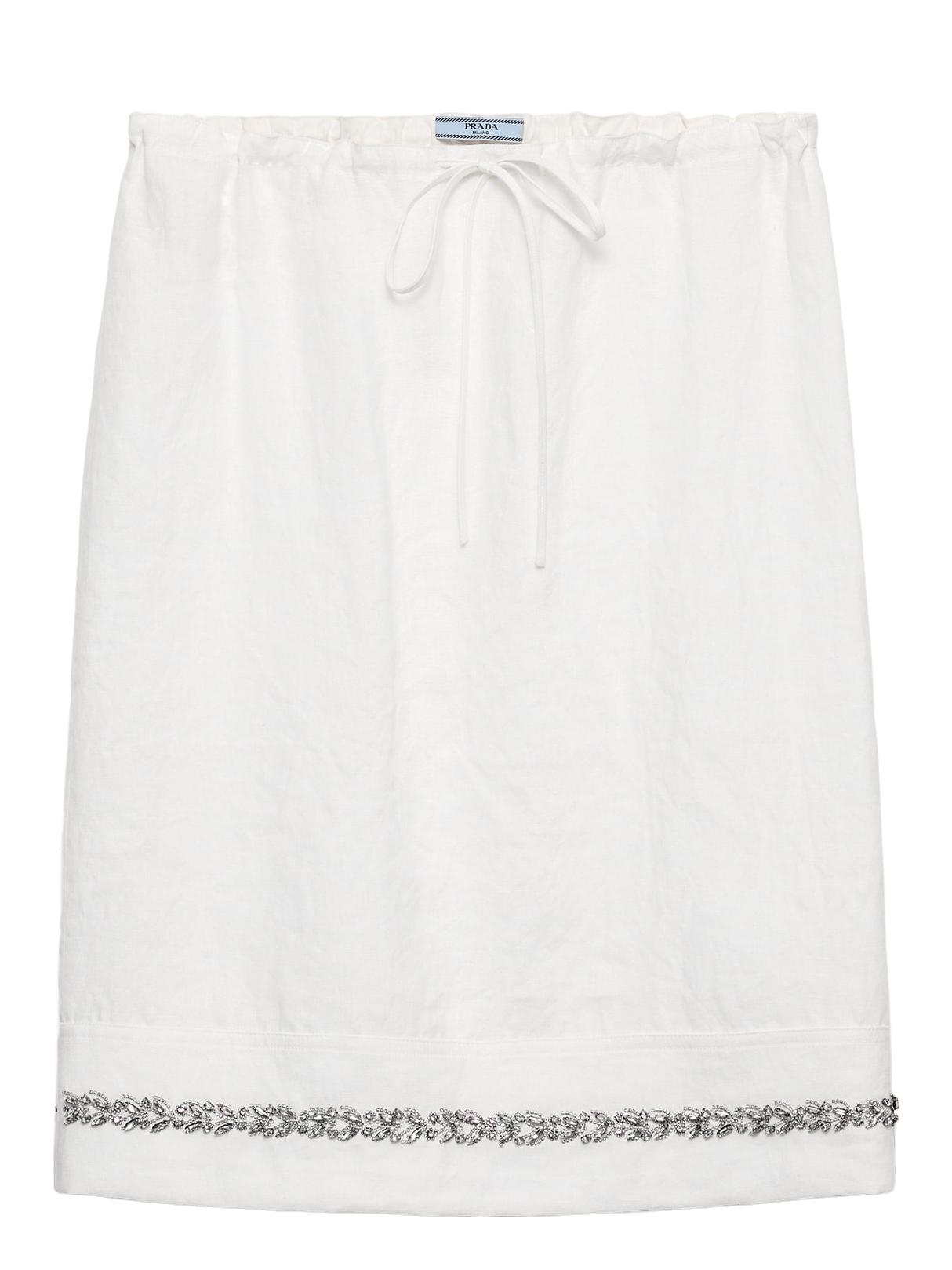 PRADA Prada Embroidered Slubbed Fabric Skirt