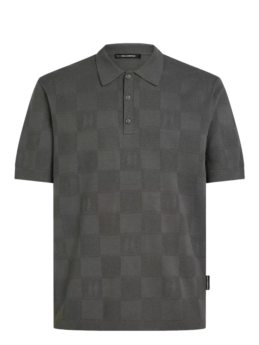 KARL LAGERFELD monogram checked polo shirt