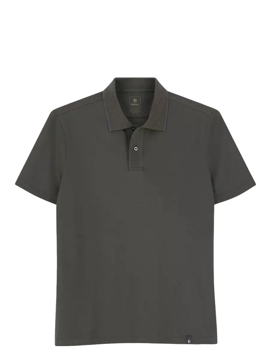 BOGGI MILANO polo in stretch cotton-blend piqué cool jade-fresh