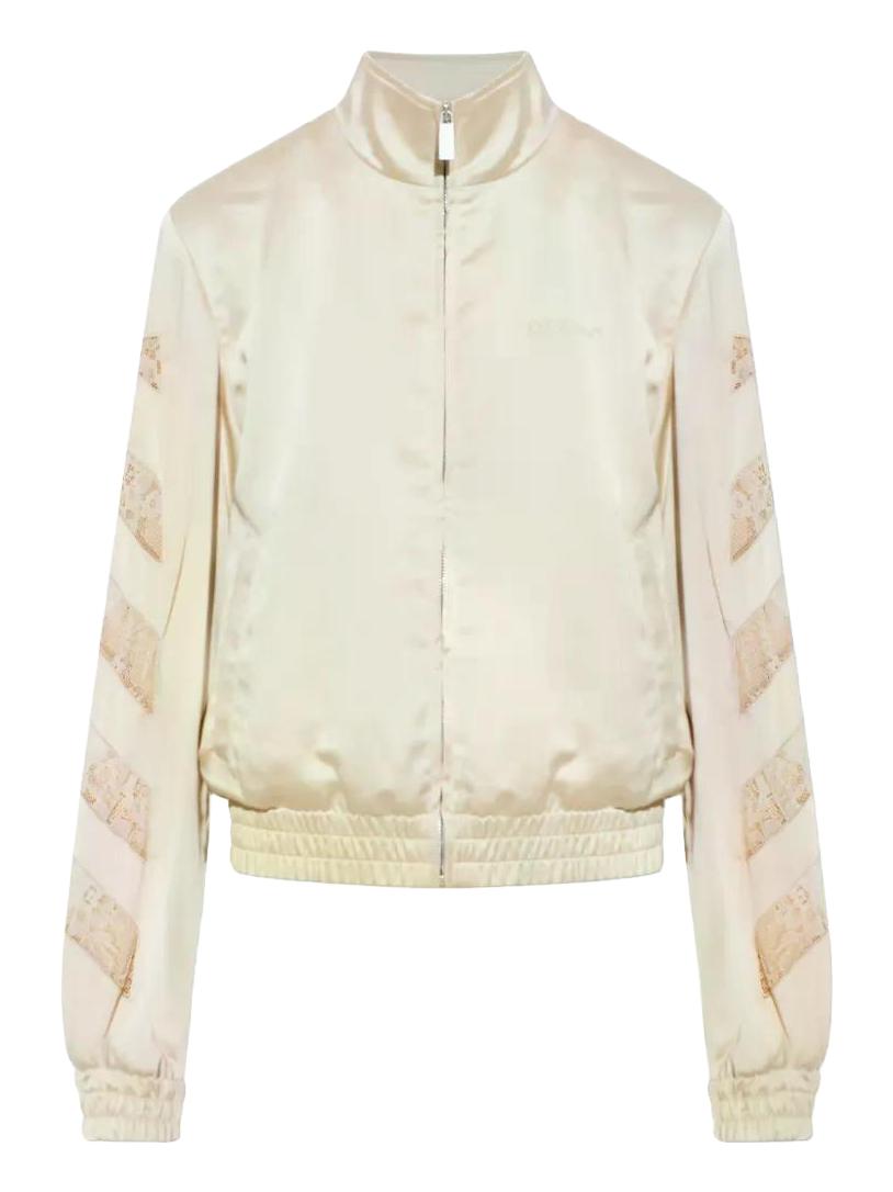 OFF-WHITE Off-White Lace-Insert Satin Bomber Jacket