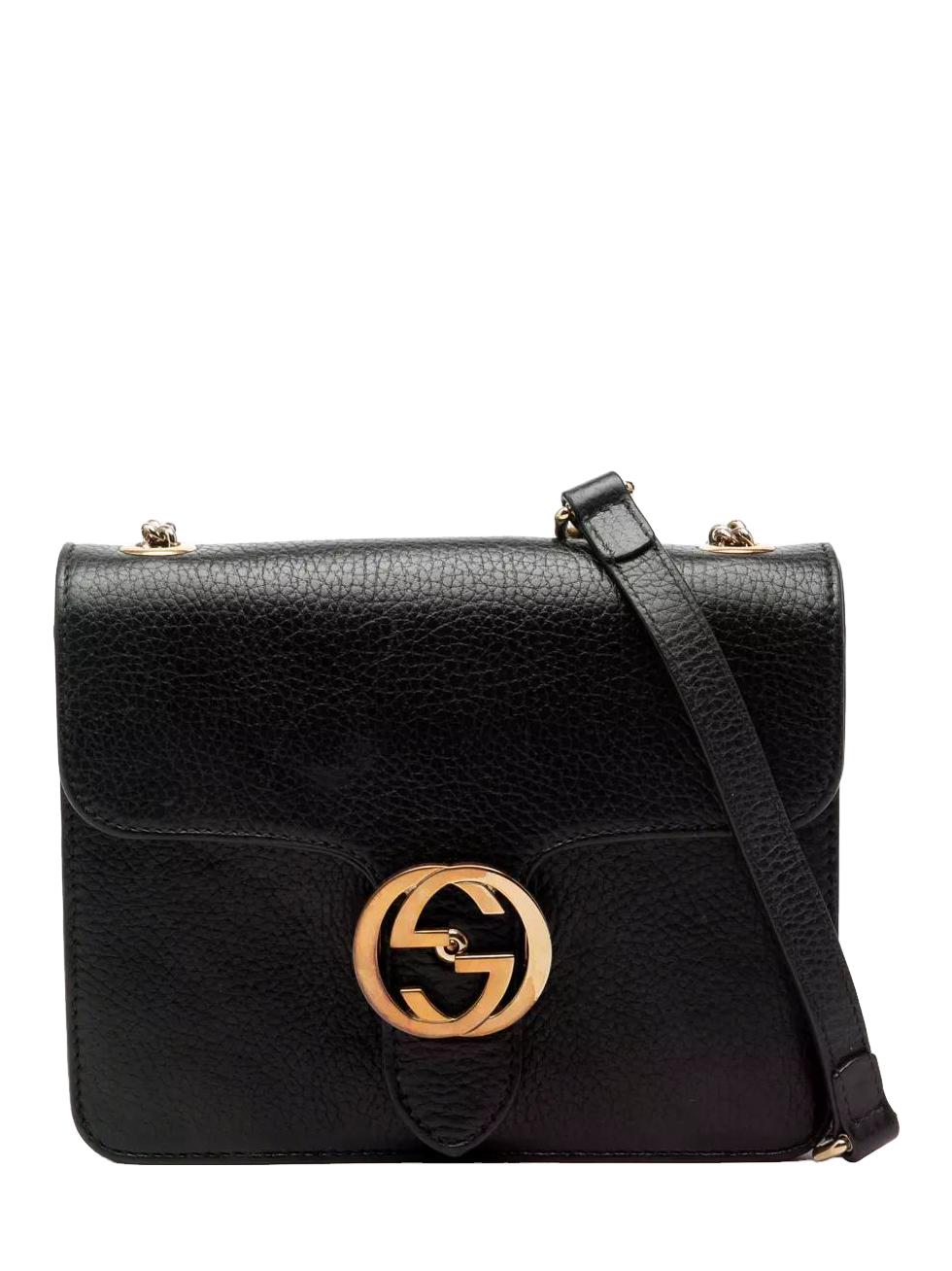 GUCCI Gucci Calfskin Leather Interlocking G Crossbody Bag