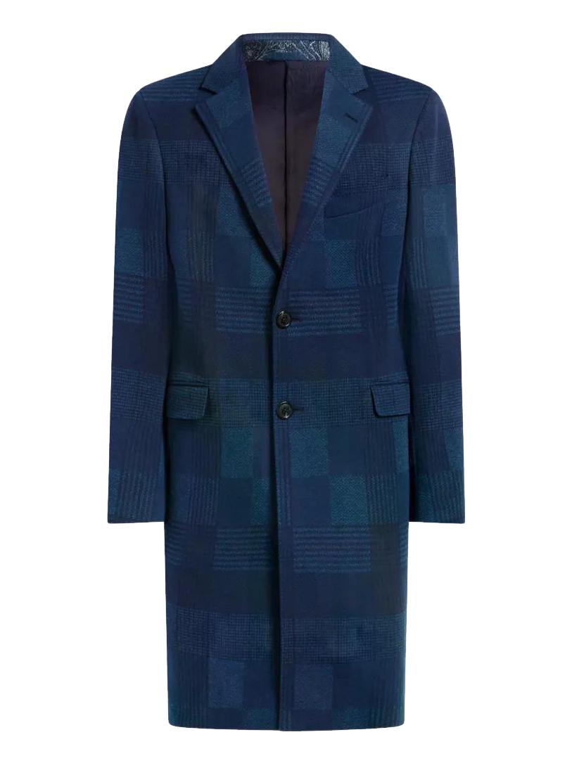 ETRO ETRO Cotton and Wool Jacquard Coat with Checked Motif