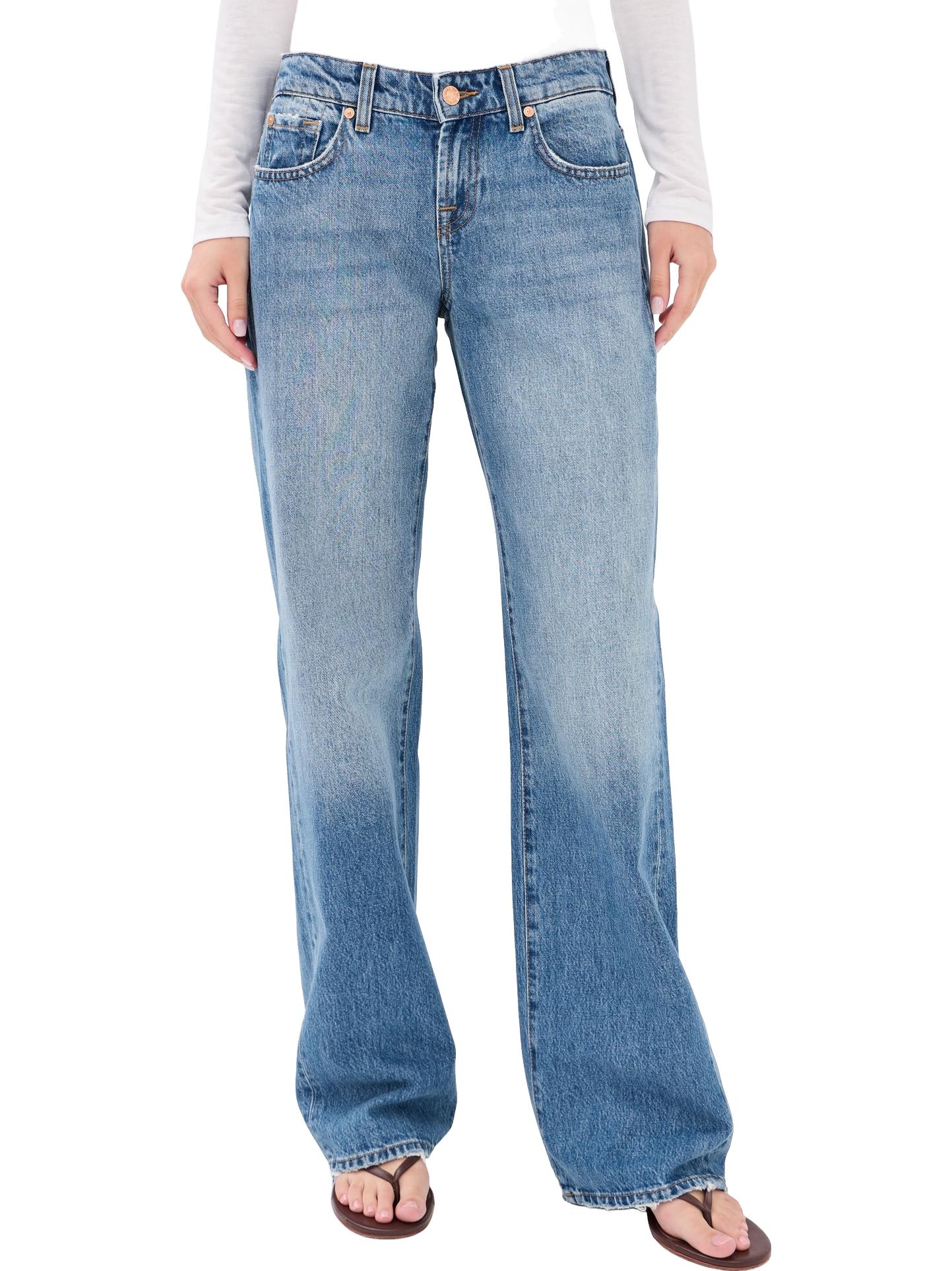7 FOR ALL MANKIND 7 For All Mankind Low Straight Leg Jeans with Fading and Whiskering