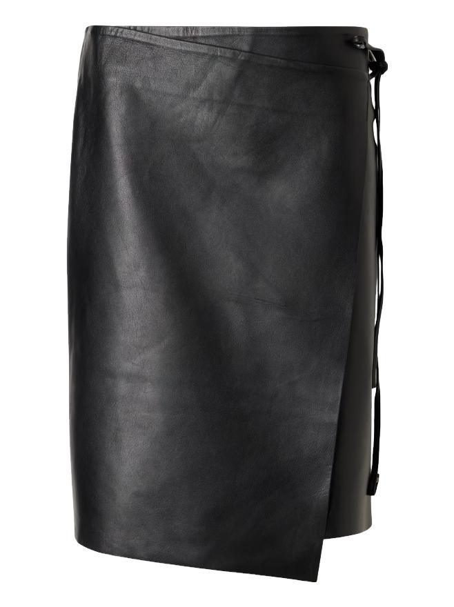 ST. AGNI Leather Wrap Mini Skirt
