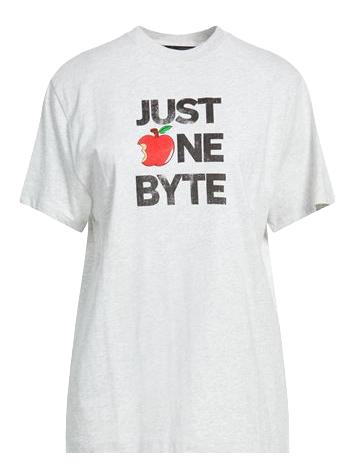 COPERNI COPERNI Light Grey Organic Cotton T-Shirt with "Just One Byte" Print