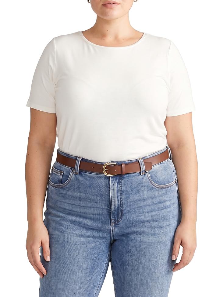 UNIVERSAL STANDARD Universal Standard Lily Liquid Jersey Crew Neck Stovepipe Tee
