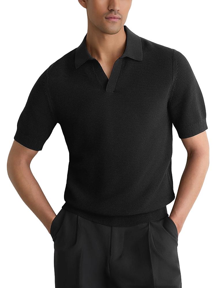 REISS leon basket stitch polo shirt