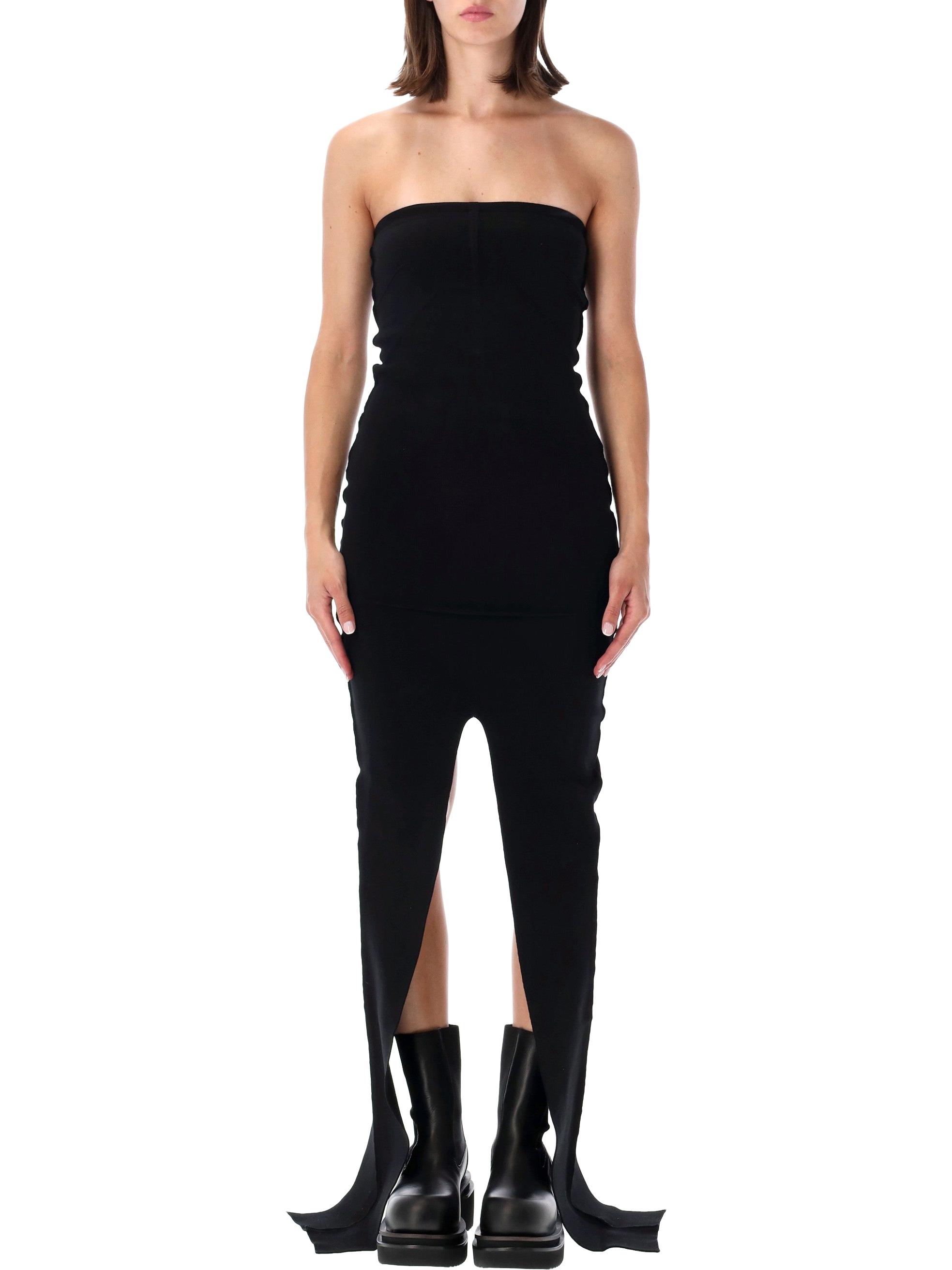 RICK OWENS RICK OWENS Strapless Bodycon Maxi Dress with Front Seam Detail