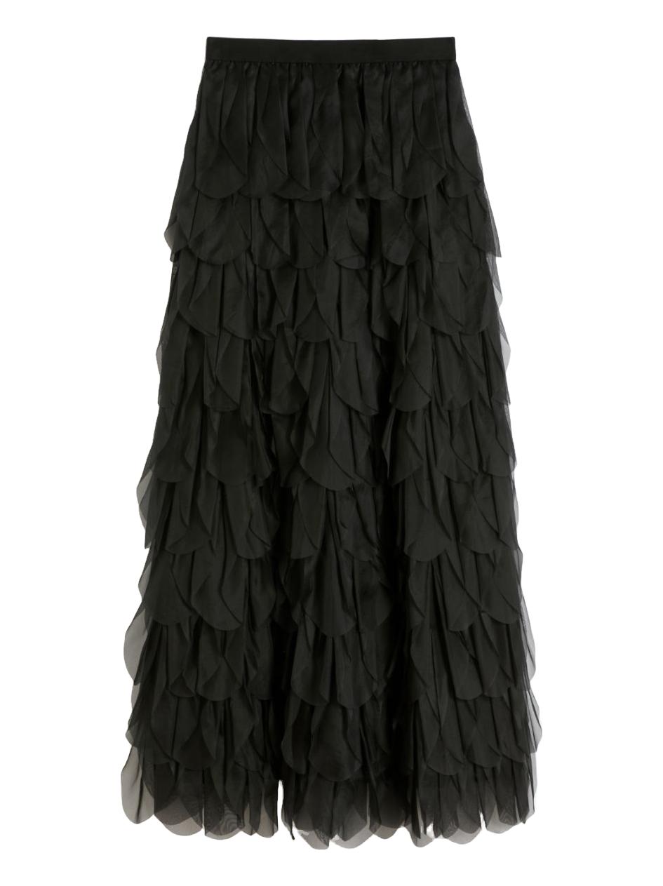 MAX MARA Max Mara Long Silk Organza Skirt with Petal Detail