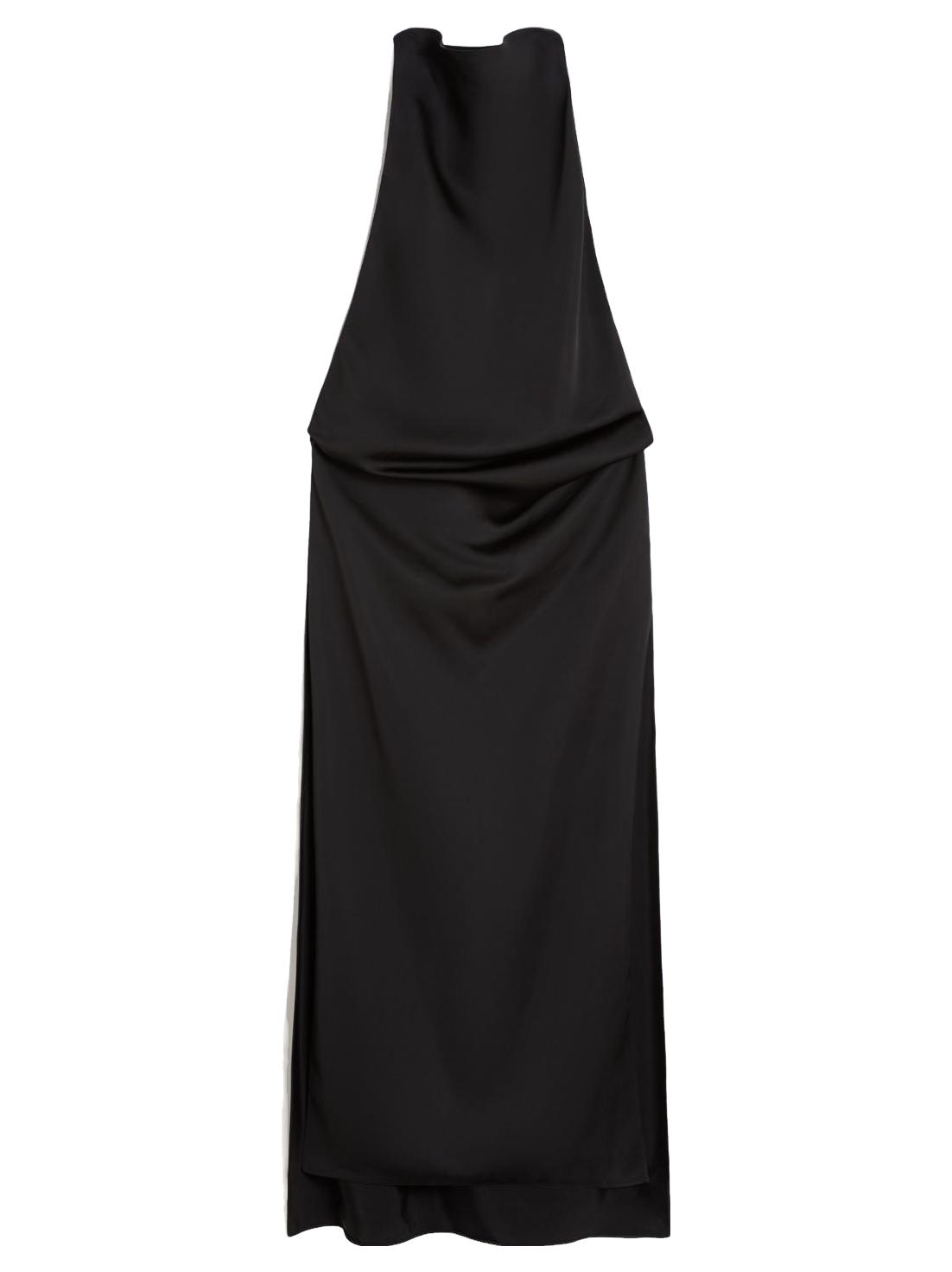 MAX MARA Max Mara Viscose Satin Draped Maxi Dress with High-Low Hem