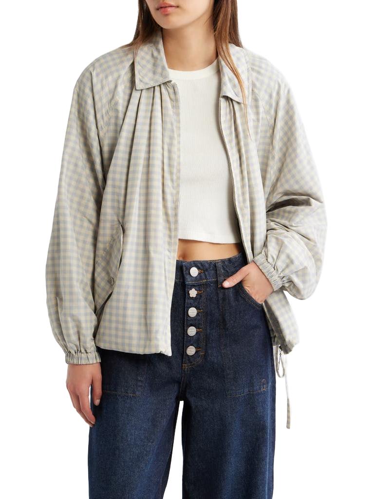 DAMSON MADDER Damson Madder Lailah Gingham Lightweight Bomber Jacket