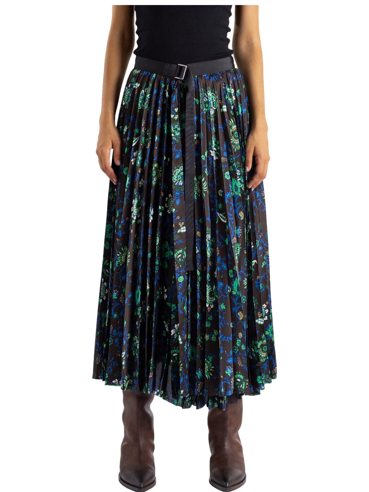 SACAI Sacai Floral Print Mid-Length Pleated Skirt