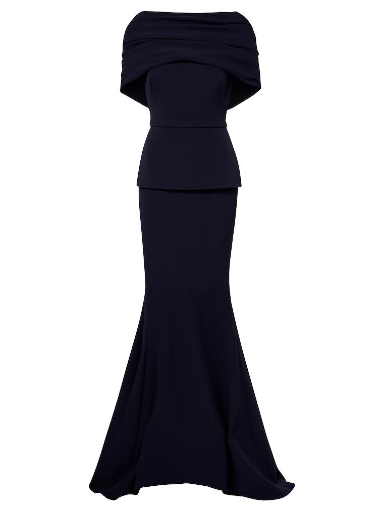 SAFIYAA loura off-shoulder crêpe gown