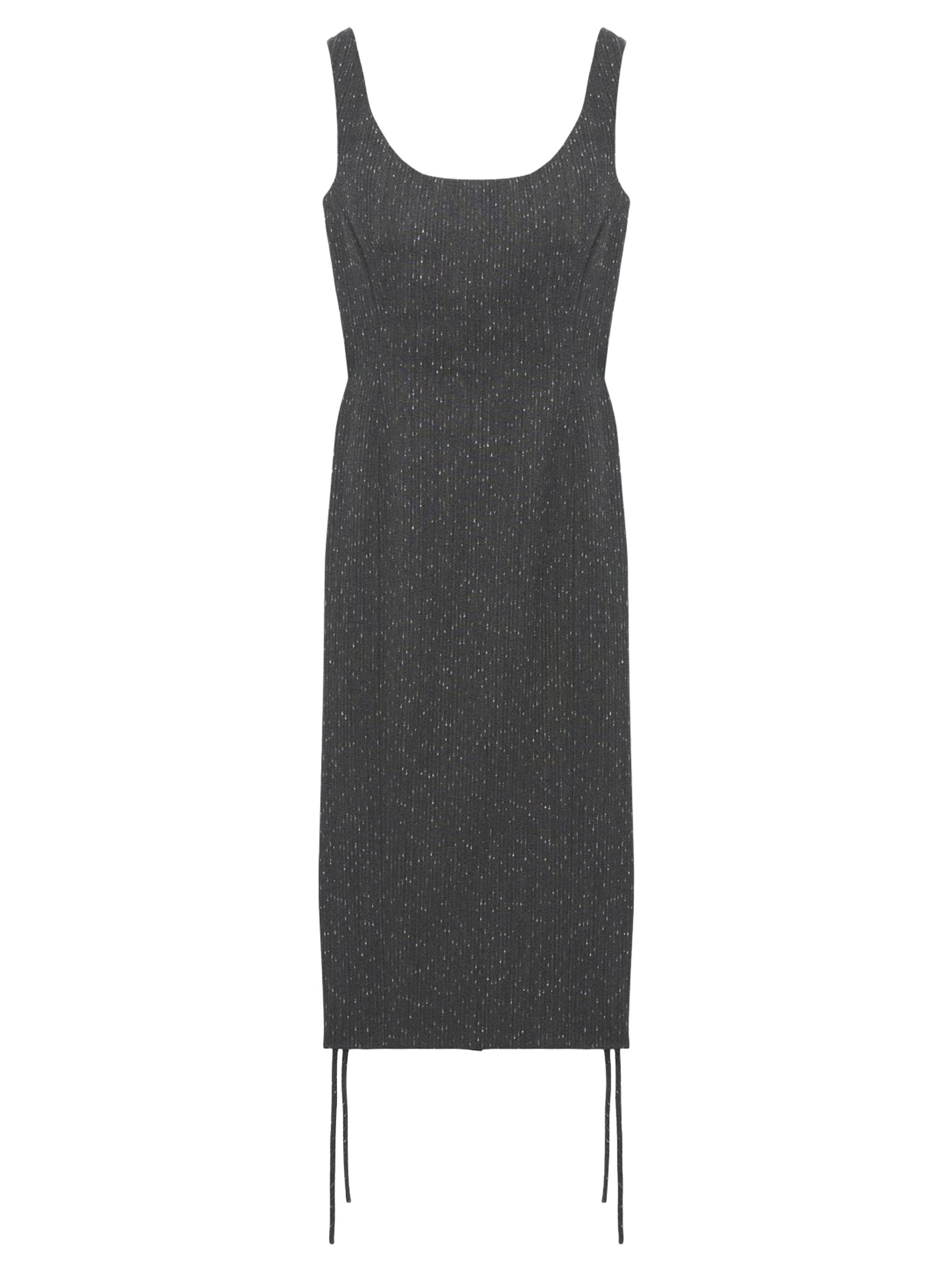 ALEXANDER MCQUEEN McQueen Wool Metallic Pinstripe Midi Dress