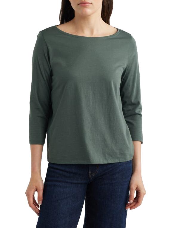 EILEEN FISHER Eileen Fisher Bateau Neck 3/4 Sleeve Jersey Top
