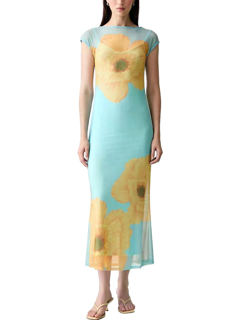 NEVER FULLY DRESSED NEVER FULLY DRESSED Floral Print Mesh Midi Dress