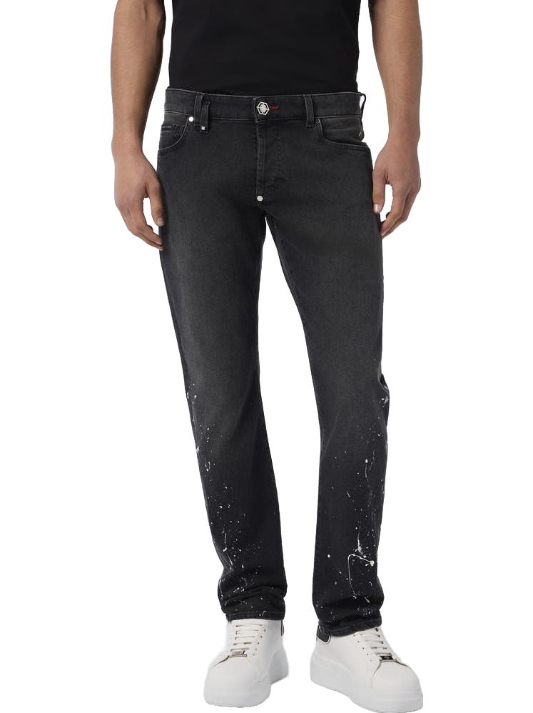 PHILIPP PLEIN PHILIPP PLEIN Super Straight Cut Jeans with Paint Splatter
