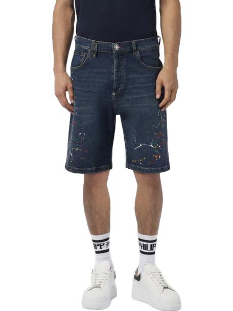 PHILIPP PLEIN PHILIPP PLEIN Denim Shorts with Paint Splatter
