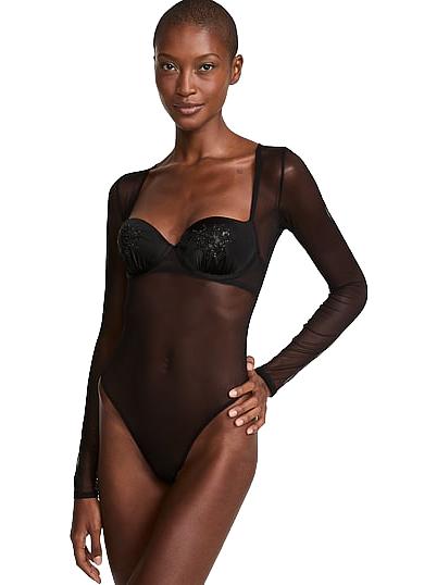 VICTORIA'S SECRET Victoria's Secret Tease Spider Embroidery Push-Up Long-Sleeve Bodysuit