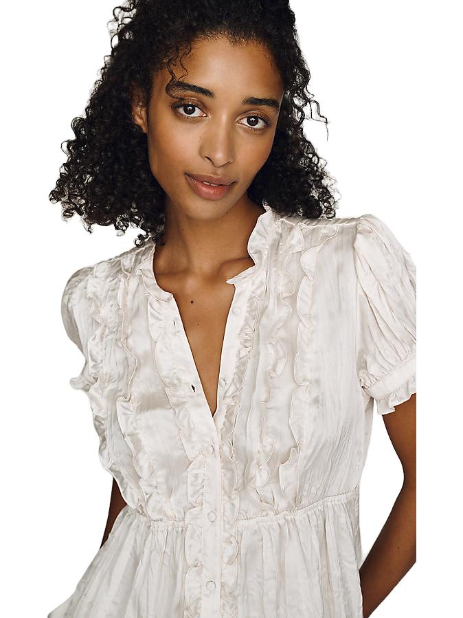 ANTHROPOLOGIE By Anthropologie Ruffle Short Sleeve Blouse