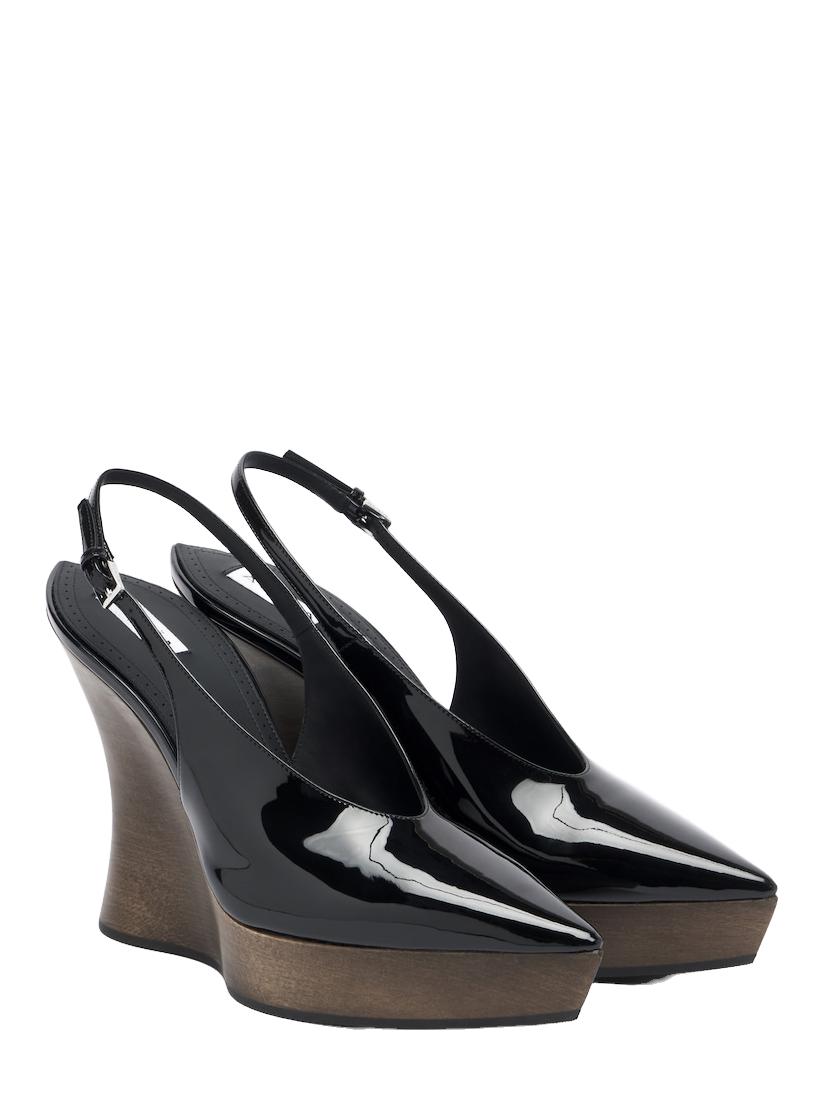 ALAÏA alaïa patent leather wedge slingback clogs