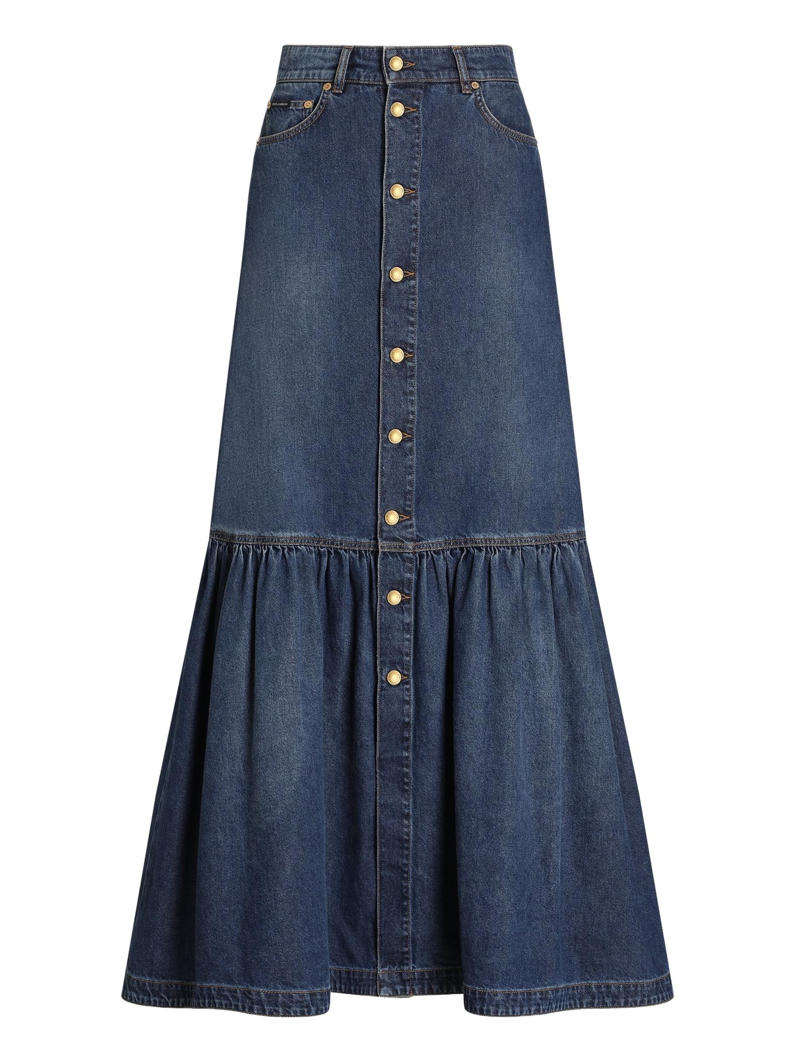 DOLCE & GABBANA Dolce & Gabbana Maxi Denim Skirt with Button Front