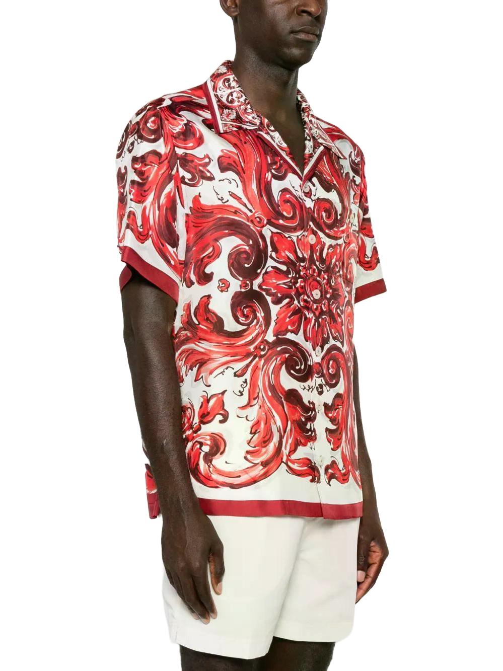 DOLCE & GABBANA majolica-print silk twill hawaii shirt