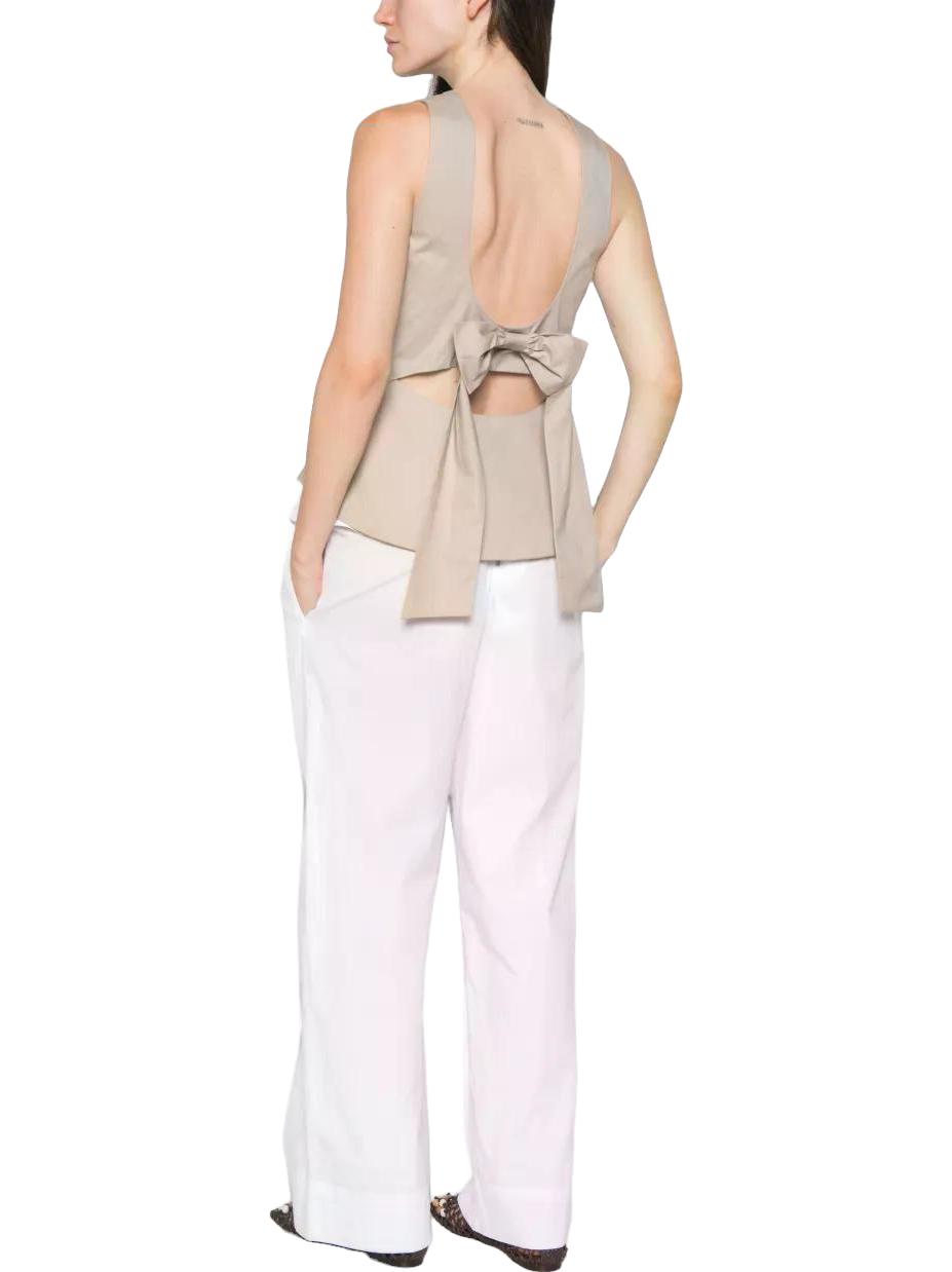 MOUTAKI MOUTAKI Sleeveless Bow Detail Peplum Blouse
